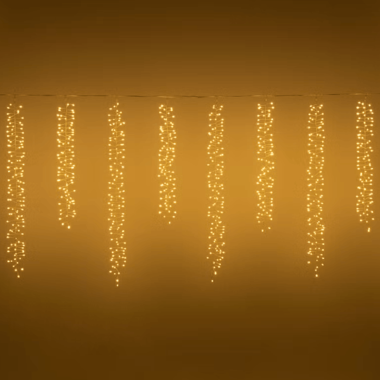 Estalactita 10 festones con microLED blanco cálido, cable de metal ...