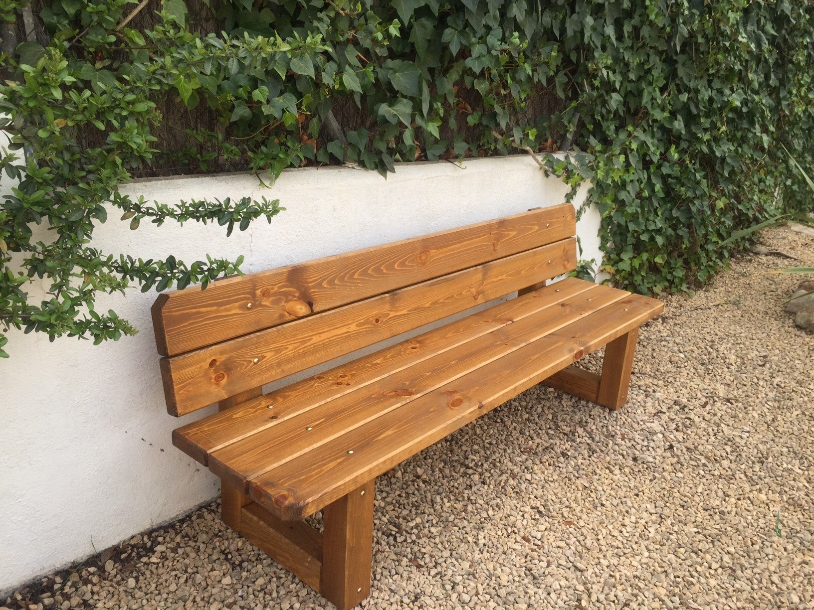 Banco de jardín de madera con respaldo 160 cm - Color Cerezo ...