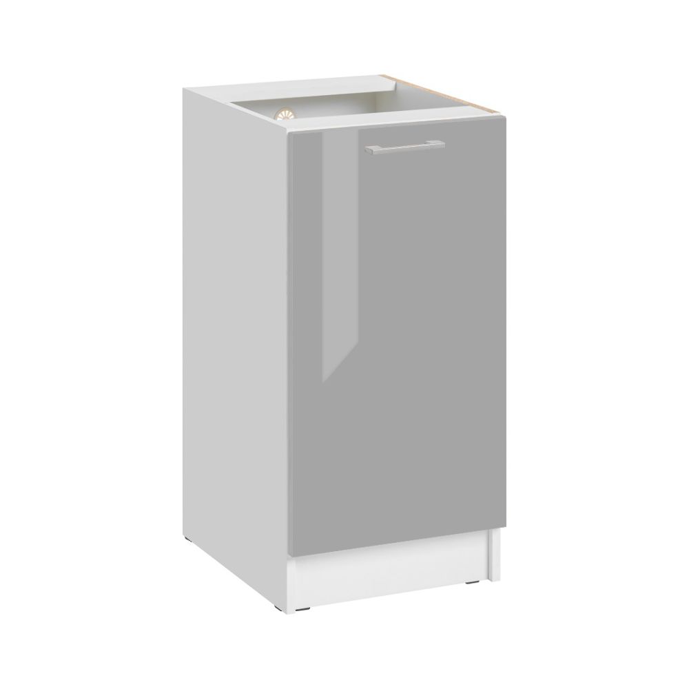 Cuisineandcie - Meuble bas de cuisine Eco Gris Brillant 1 porte L 40 cm ...