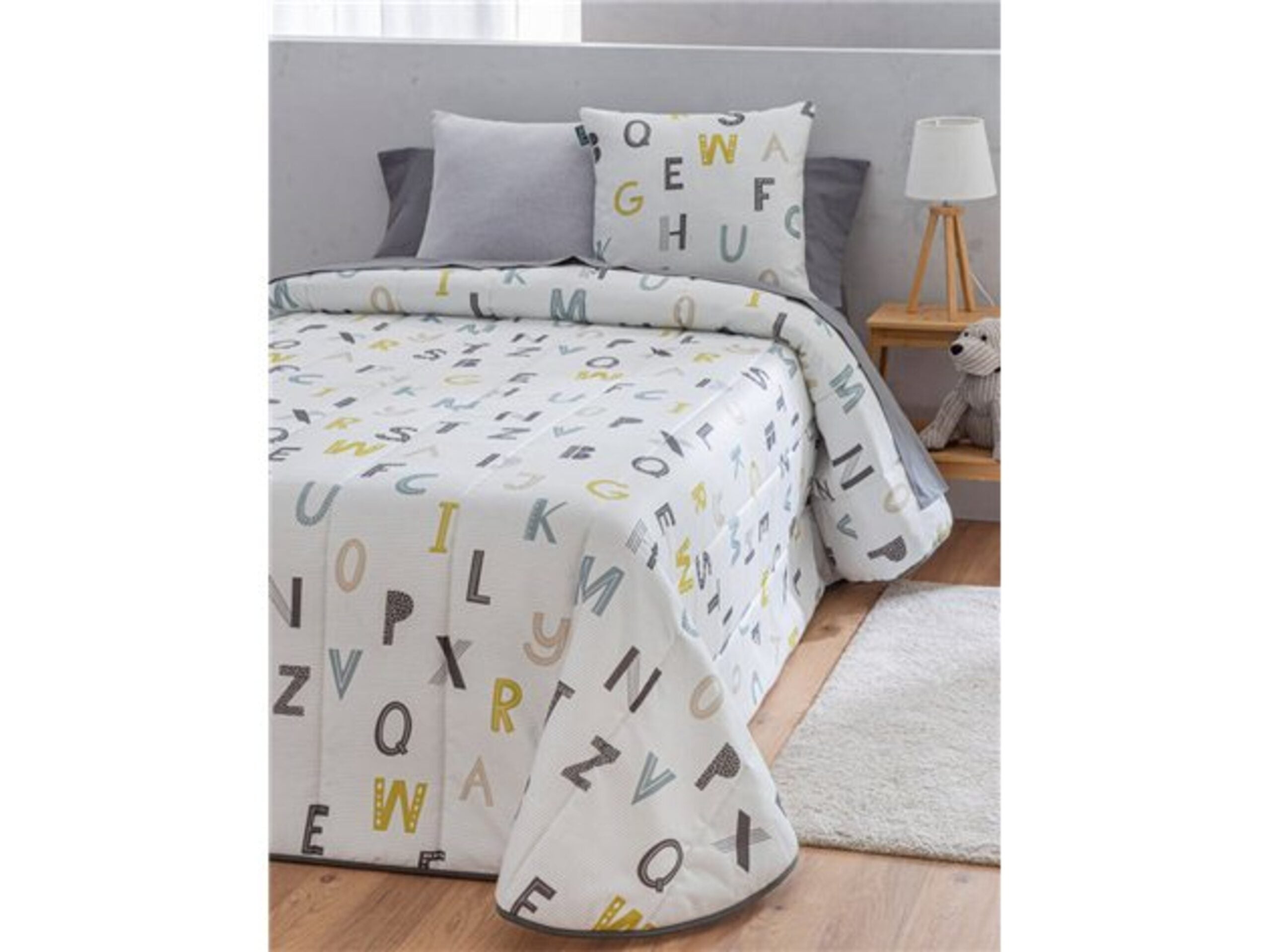 Edredón Infantil con Reverso Borreguito Sherpa Letras para cama de 105 ...