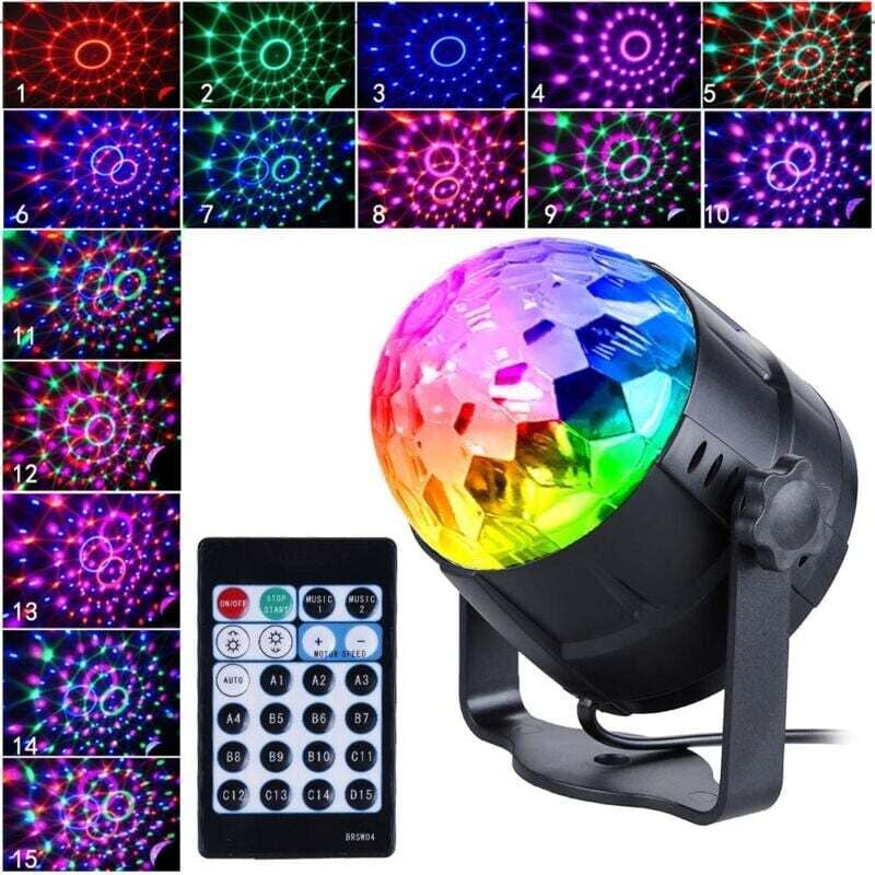 Boule à facettes avec 15 lumières LED Disco Ball Light Disco Effets de ...