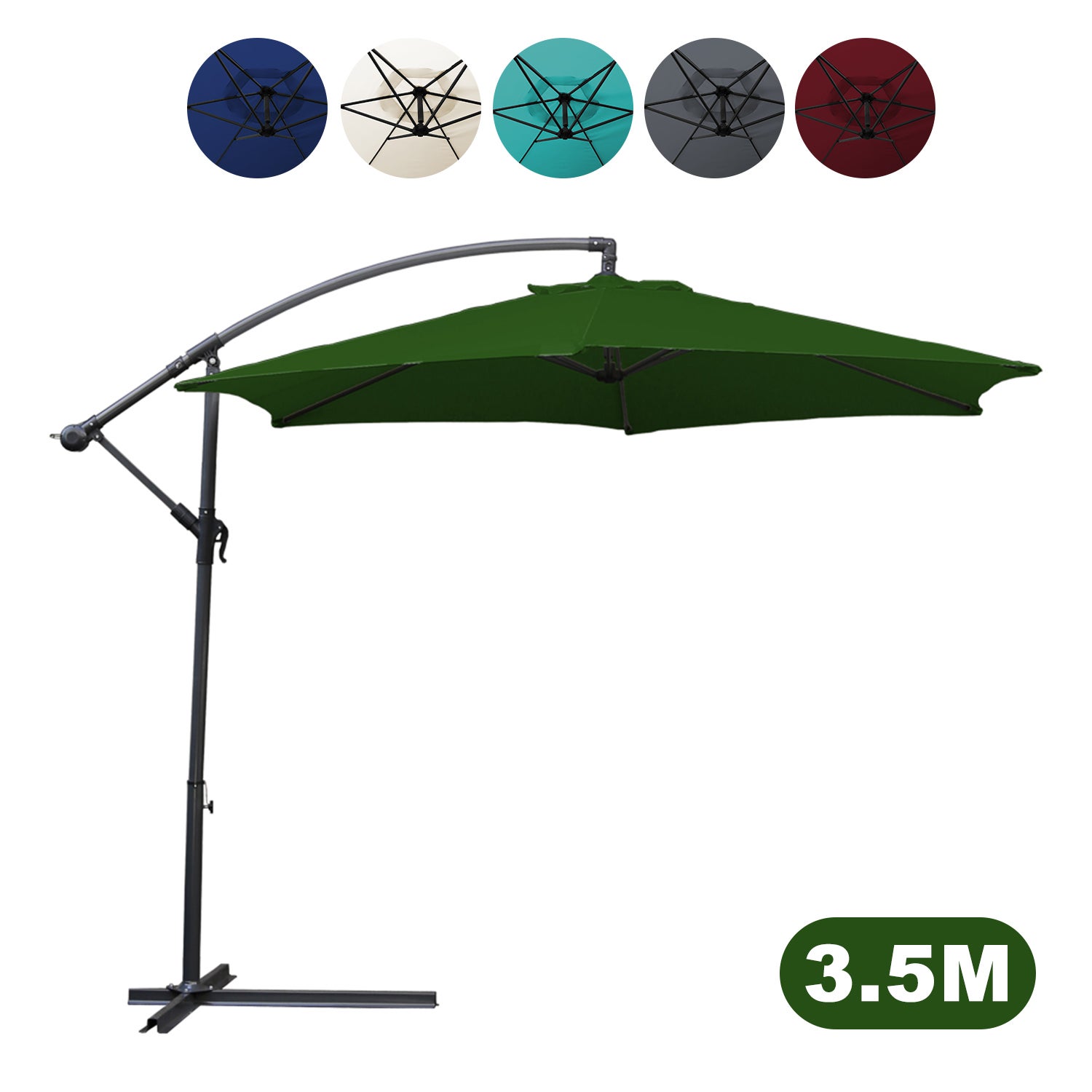 Parasol 350 cm Parasol de jardin Parasol de balcon rond Fonction d ...