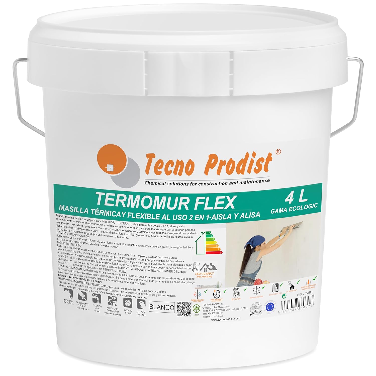 TERMOMUR FLEX de Tecno Prodist - Masilla en pasta lista al uso, alisado y aislamiento térmico ...
