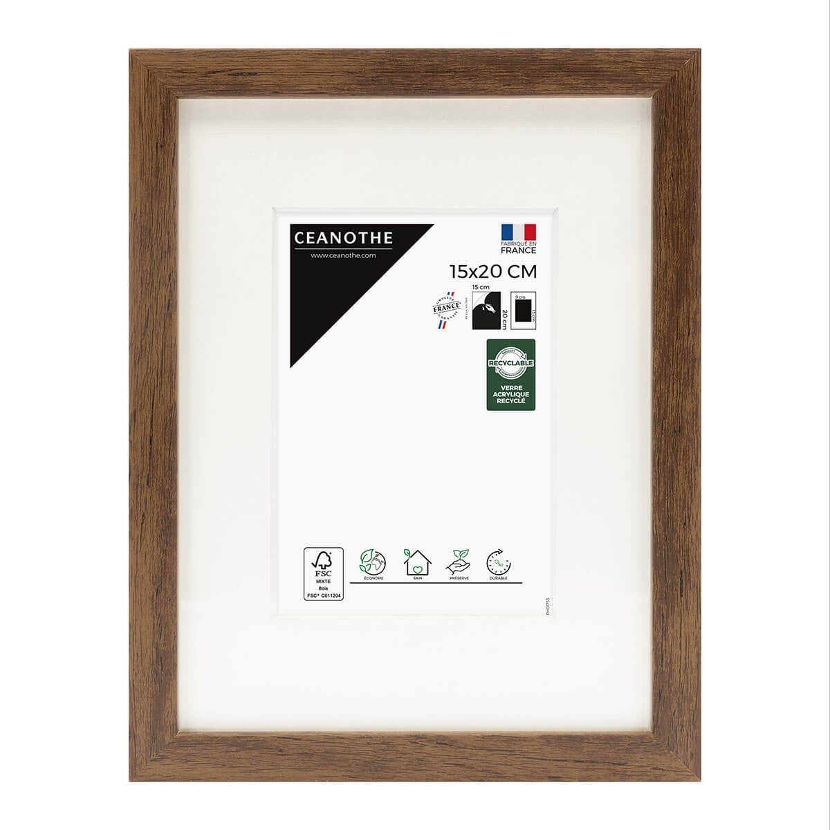 Cadre photo Wild ébène 15x20 cm avec passe-partout 9x13 cm | Leroy Merlin