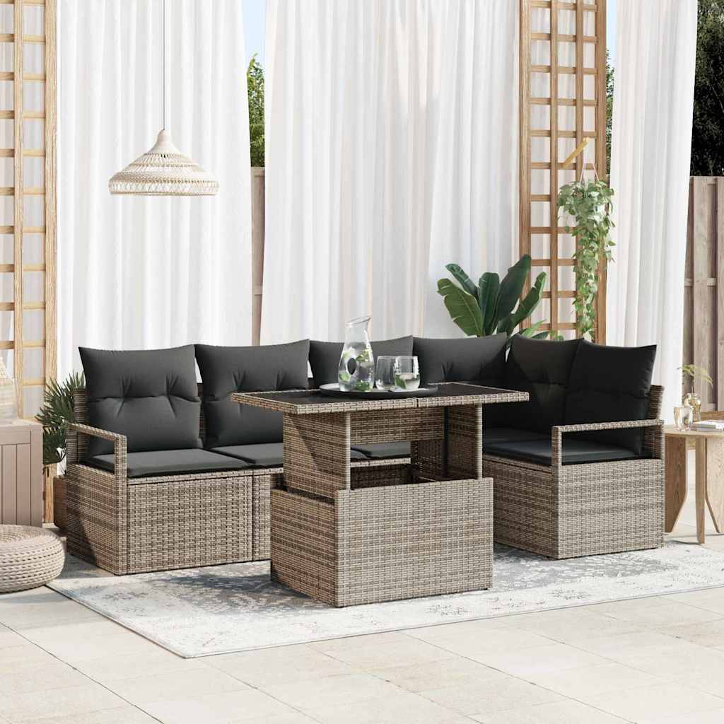 Ensemble de canapé de avec coussin 6 pcs Gris Poly rotin | Leroy Merlin