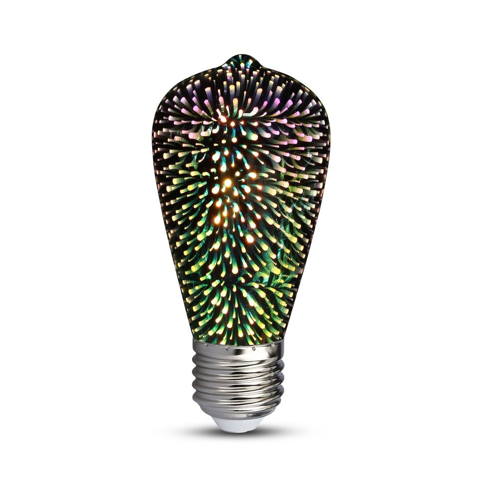 Lampada A Led E27 ST64 Filamento Effetto Speciale 3D In Vetro 3W 3000K ...