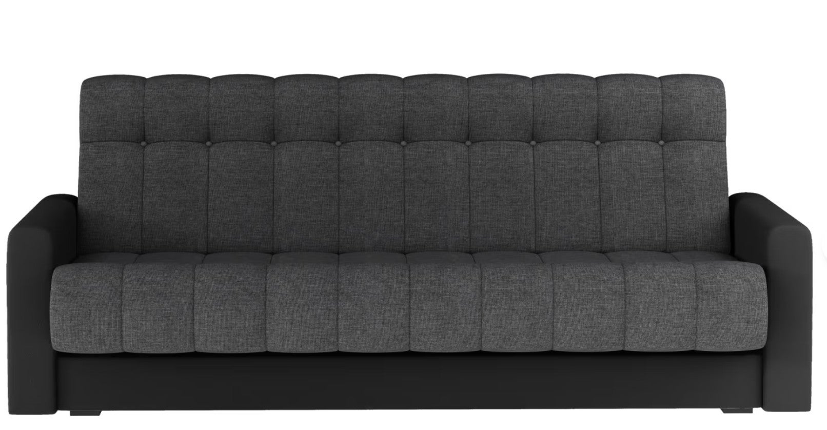 Canapé lit 3 places tissu gris clair et simili cuir noir Barote 210cm ...