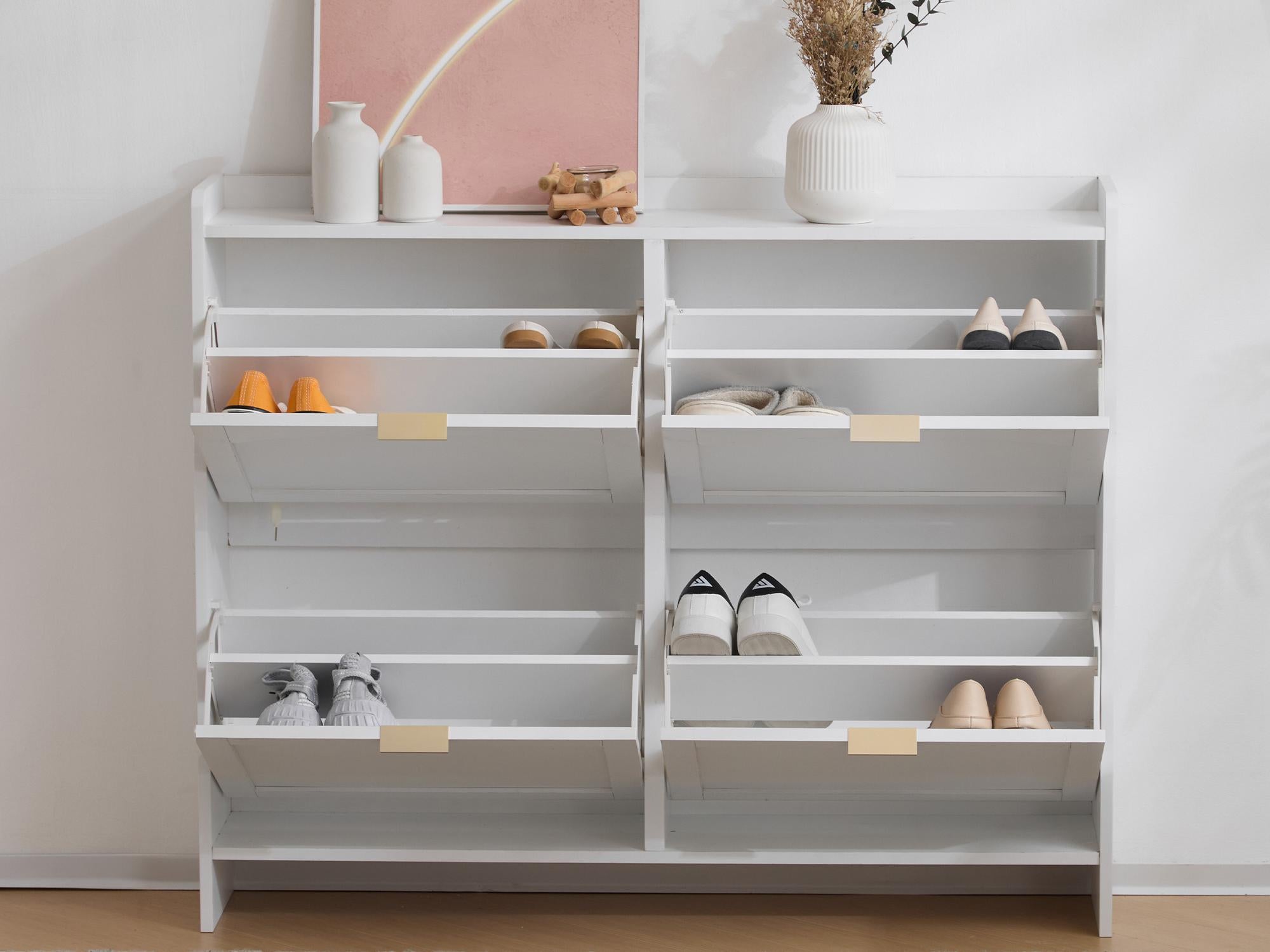 Scarpiera moderna - 4 scomparti con ribaltina - Bianco | Leroy Merlin