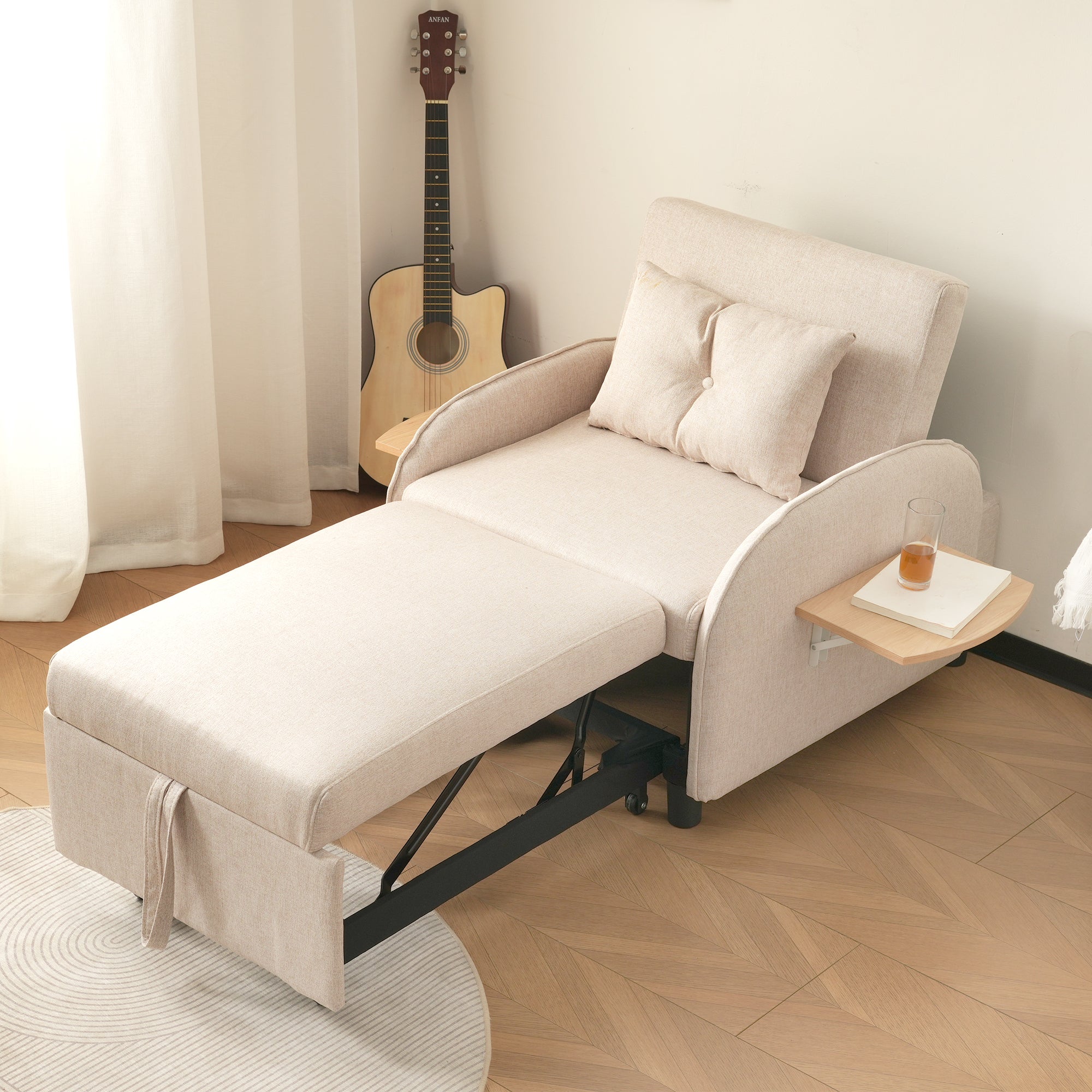 Sofá cama de 1 plaza con mesa plegable - 123 (73) x 78 x 167 cm ...