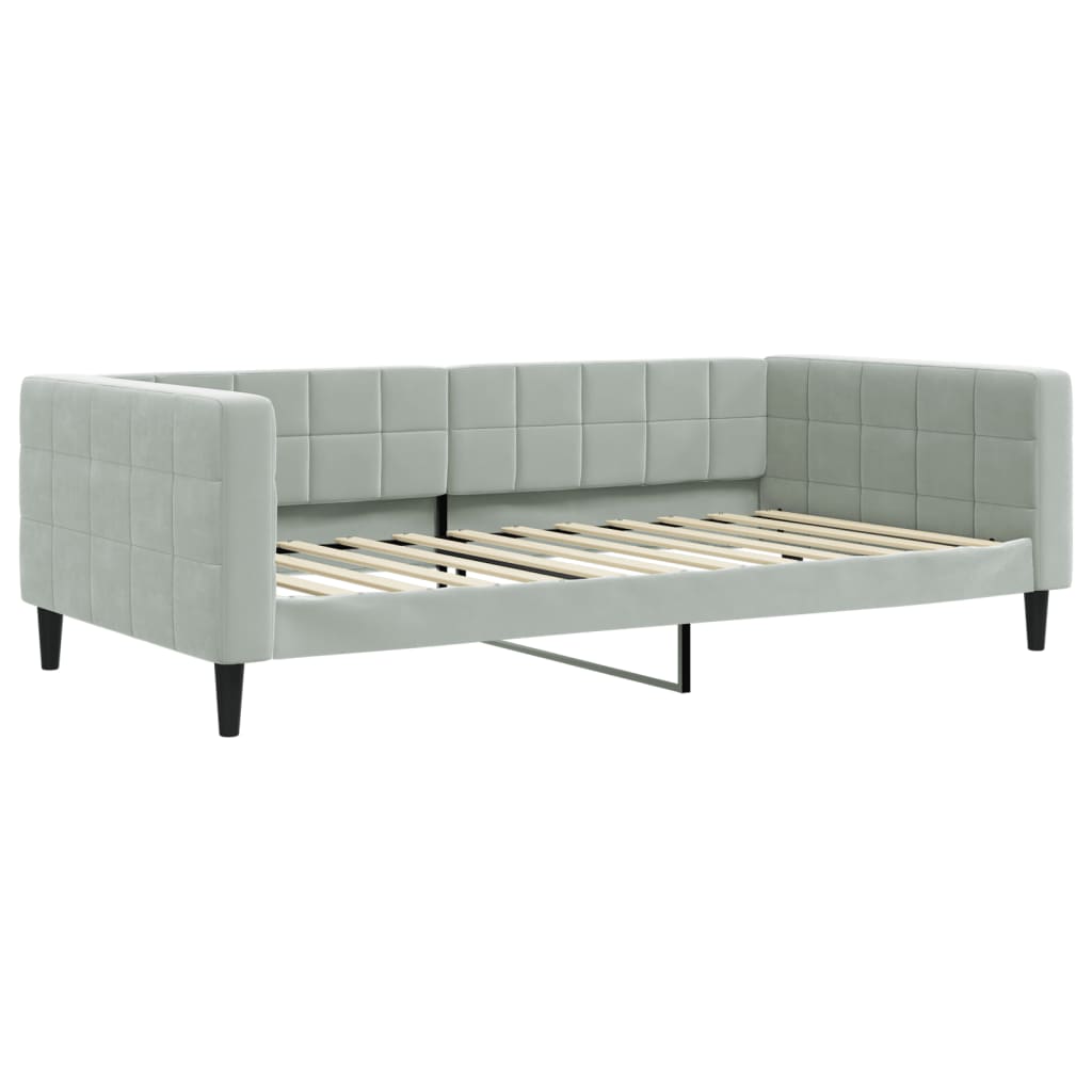 Lit simple | Lit adulte | Lit de repos gris clair 100x200 cm velours ...