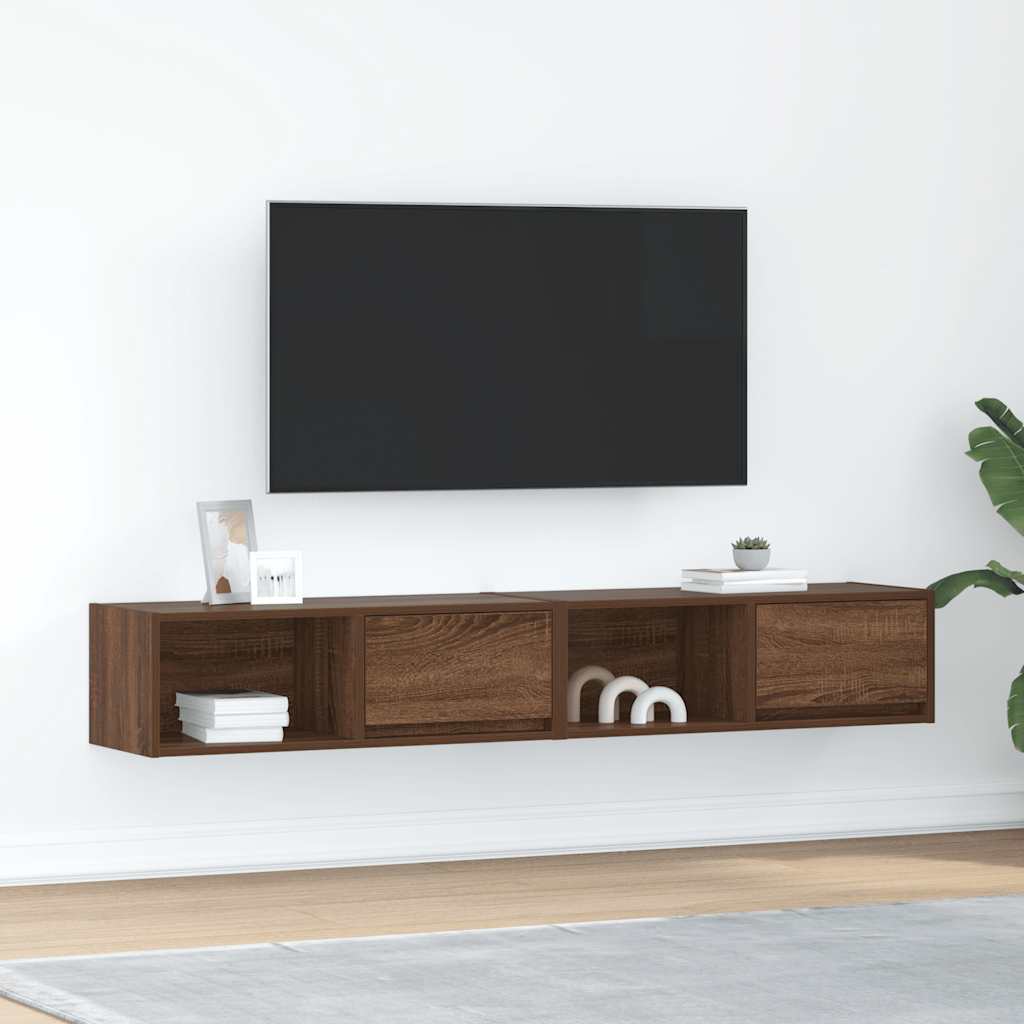 Mueble de TV 2 piezas roble marrón 80x31x25,5 cm madera de ingeniería ...