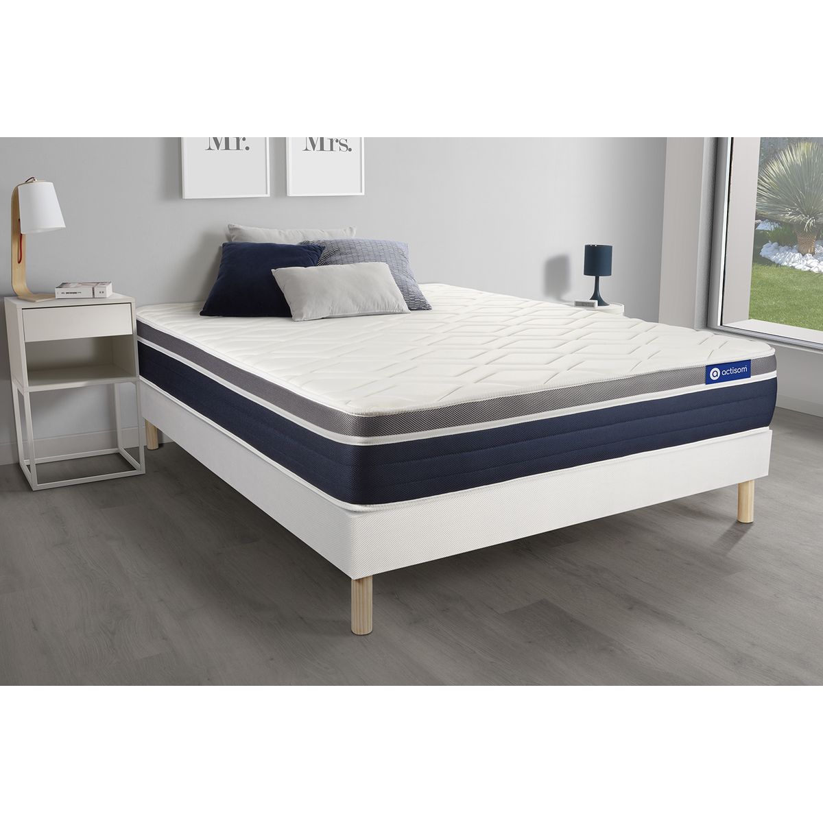 Ensemble matelas 180 x 200 cm Actilatex confort - Latex et mémoire de forme - Ep : 26 cm - Mi ...