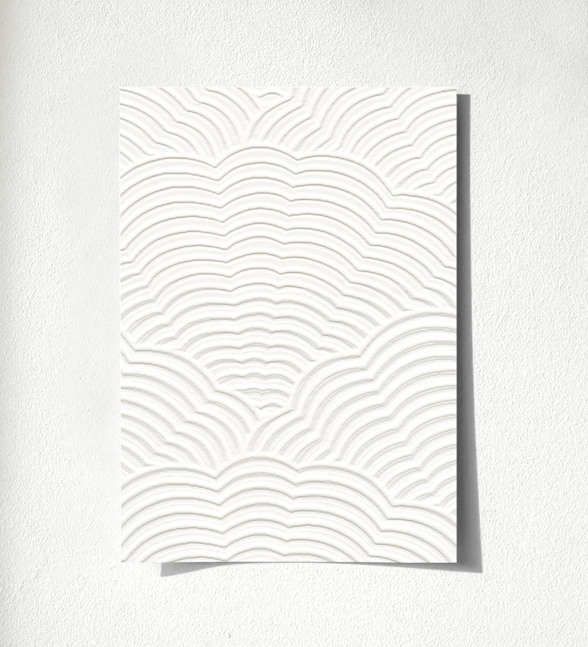 Échantillon DIN A4 de Papier peint vinyle blanc à motifs ondulés ...