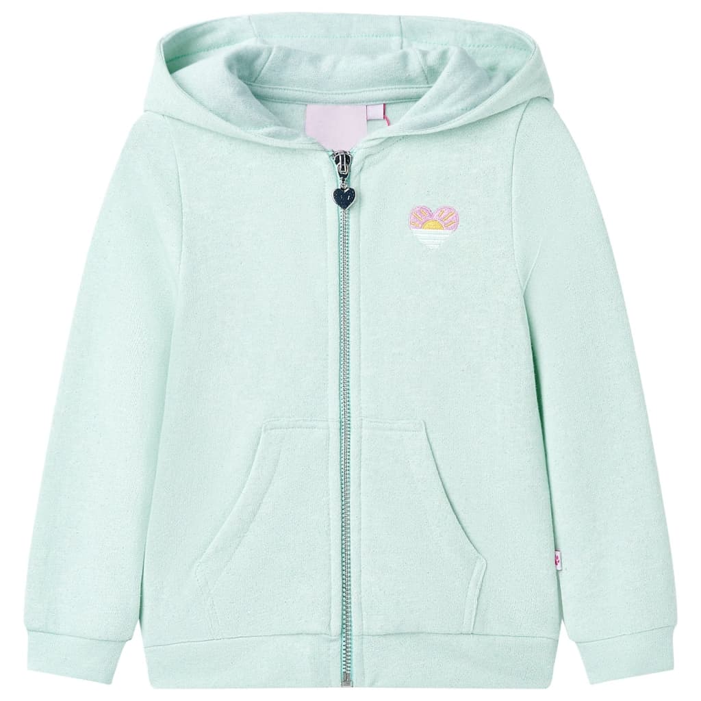 Sudadera de niños con capucha cremallera verde menta claro mezcla 140 ...