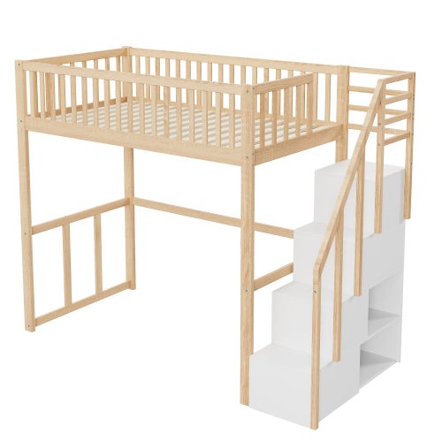Letto alto 90 x 200 cm con scala di stoccaggio sicura | Leroy Merlin