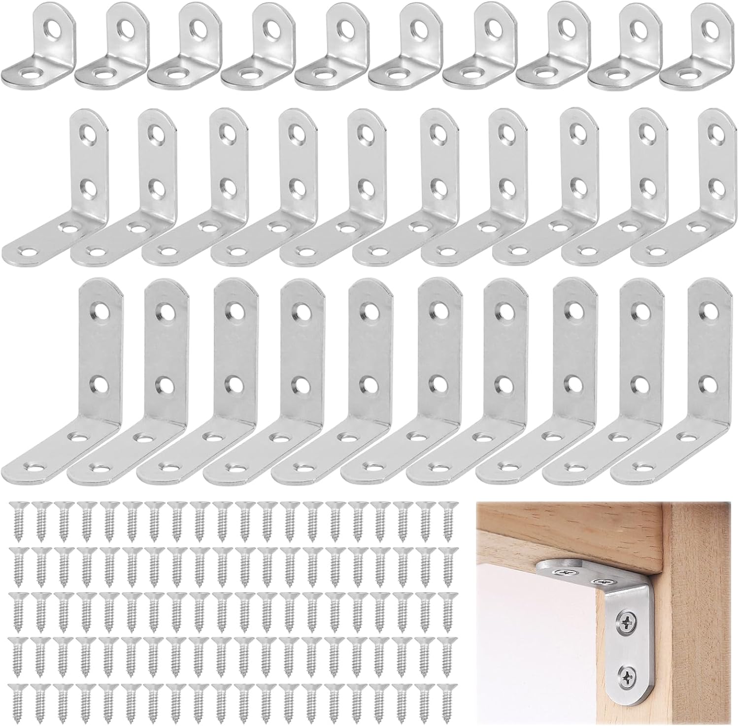 30 équerres renforcées avec 100 vis, équerre à 90 degrés, 20/40/50 mm ...