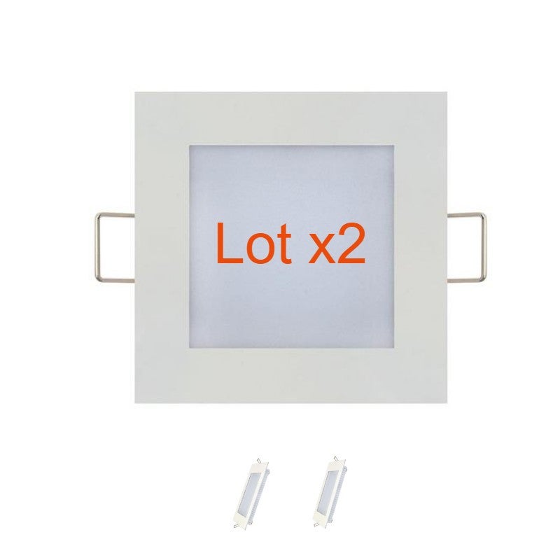 Pack de 2 paneles LED extra planos cuadrados blancos 3W (Eq. 24W) 4200K ...