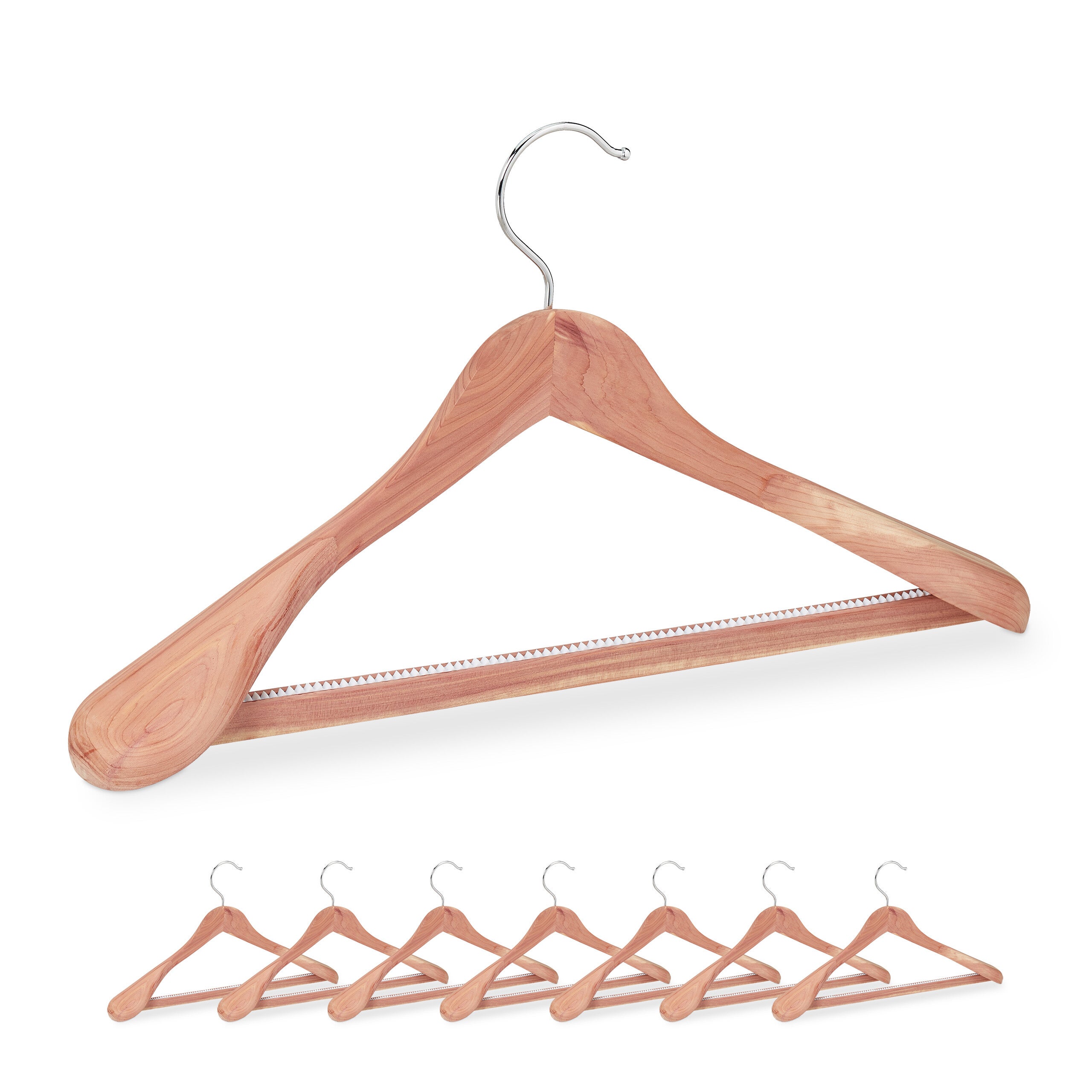 Relaxdays Perchas para Trajes, Pack de 8, Colgadores Ropa, Madera Cedro ...