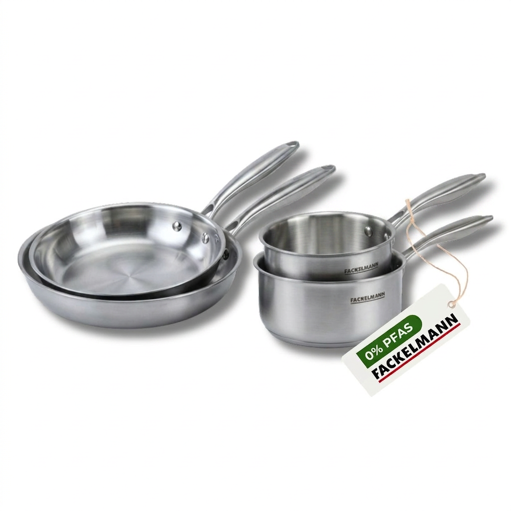 Batterie de cuisine avec 2 poêles 24/28 cm et 2 casseroles 14/18 cm en ...