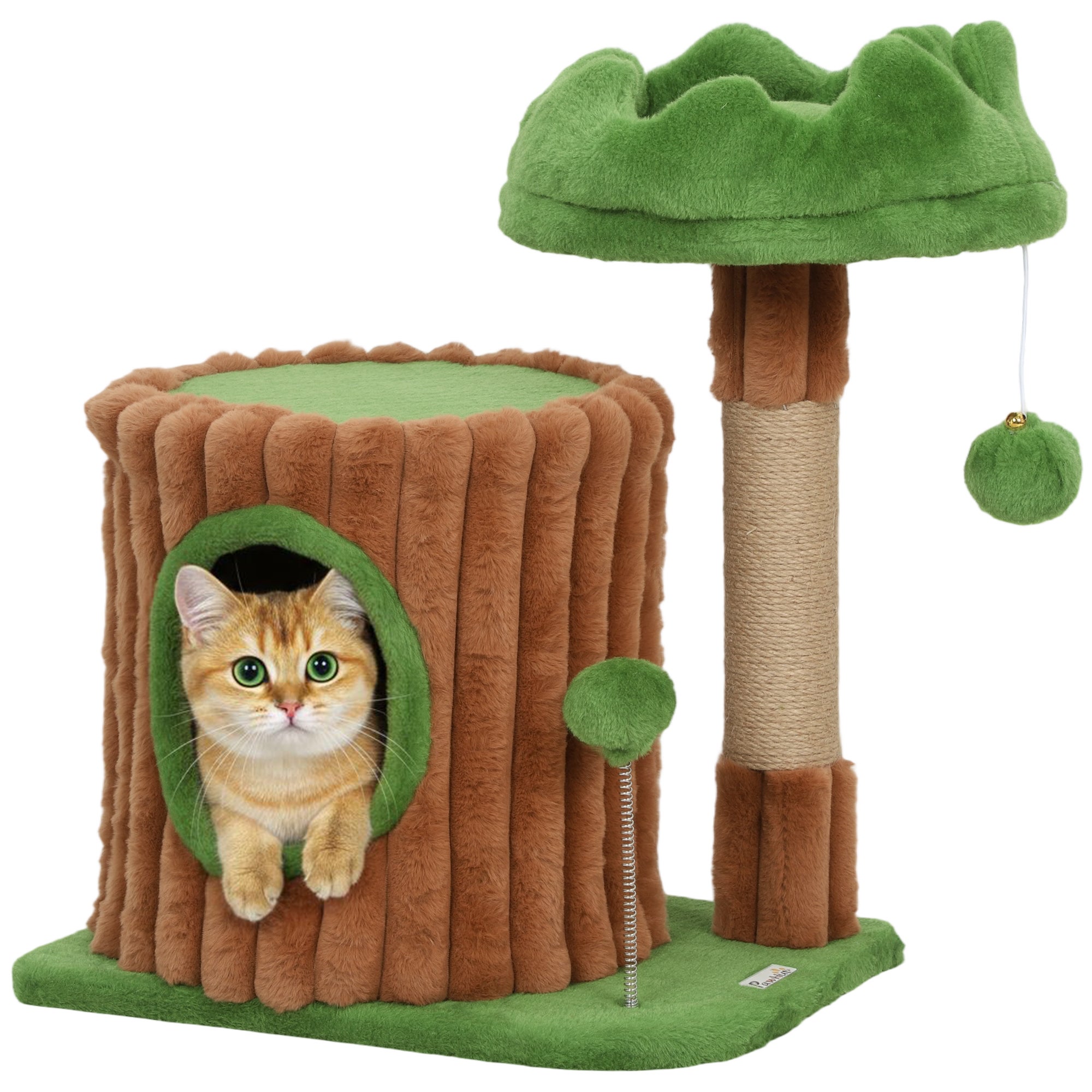 Arbre à chat design tronc 53 cm avec maison-lit, boules et poteaux en ...