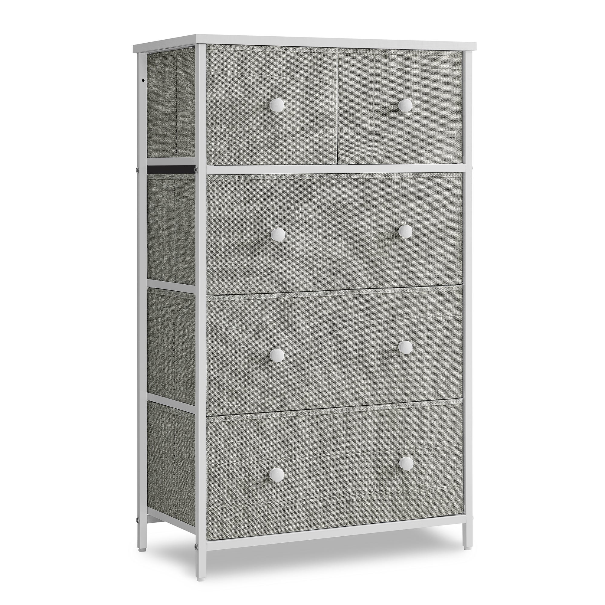 Commode, Meuble de Rangement, avec 5 Tiroirs en Tissu, Style Industriel ...