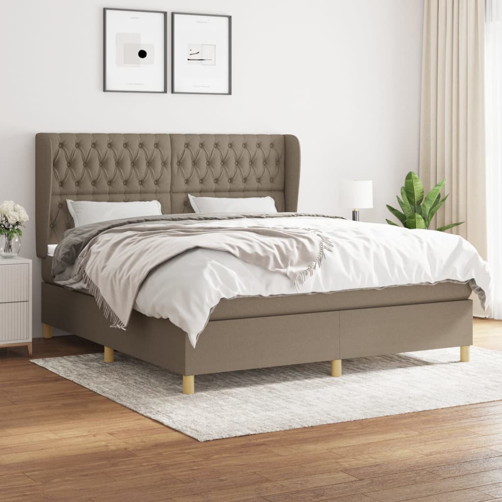 Cama box spring con colchón tela gris taupe 180x200 cm | Leroy Merlin