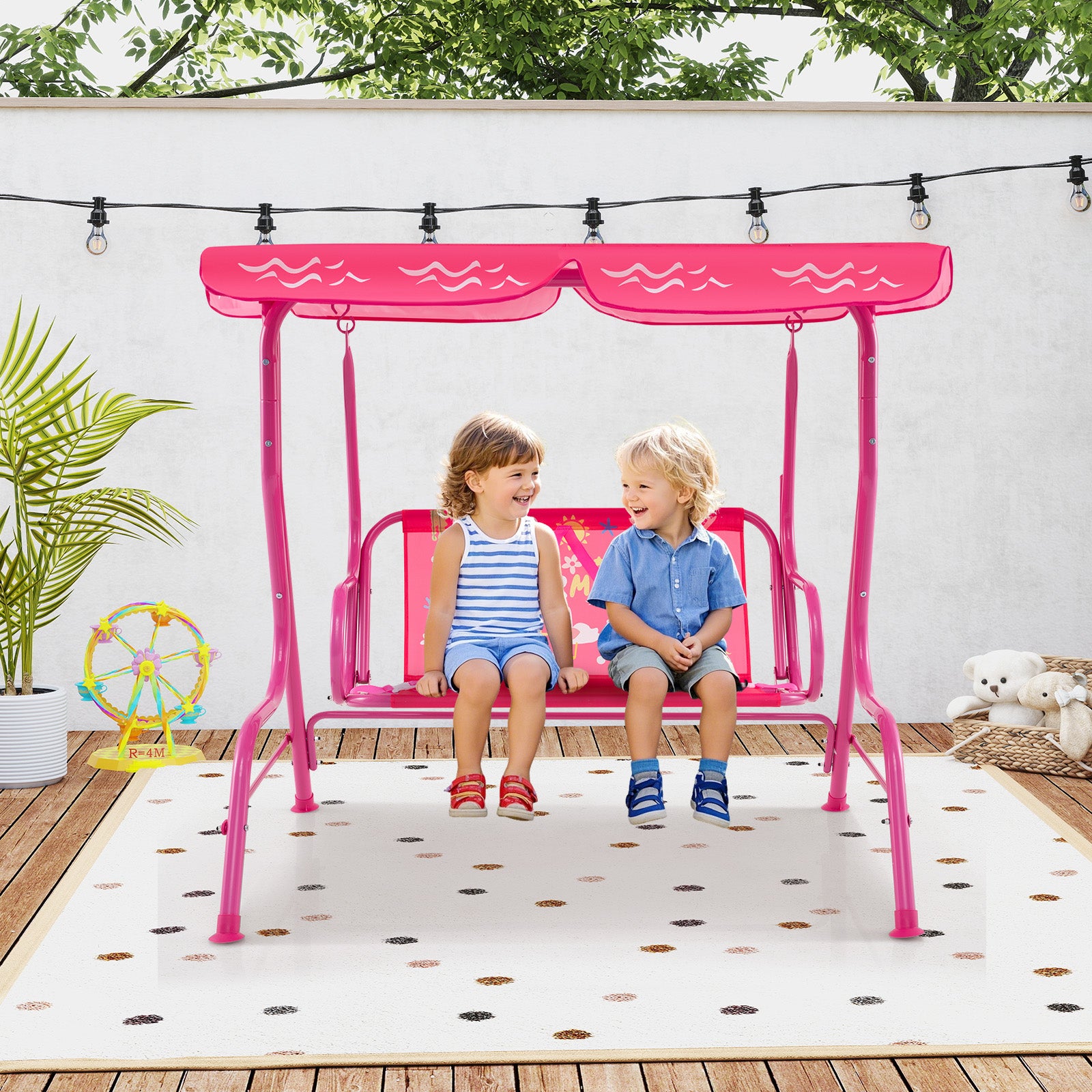 Balancelle de Patio 2 Places pour Enfants 3+ Ans avec Support ...