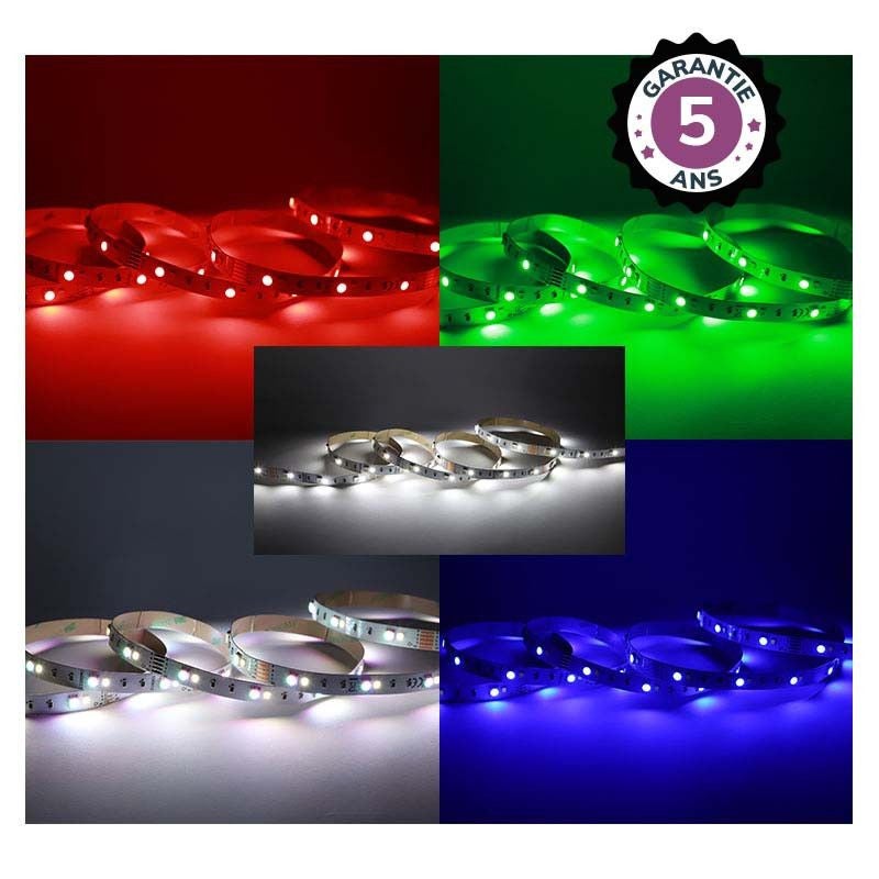 Bandeau LED RGB+4000K - 5m - 70LED/m - 13W/m - IP20 - 24V - Garantie 5 ...