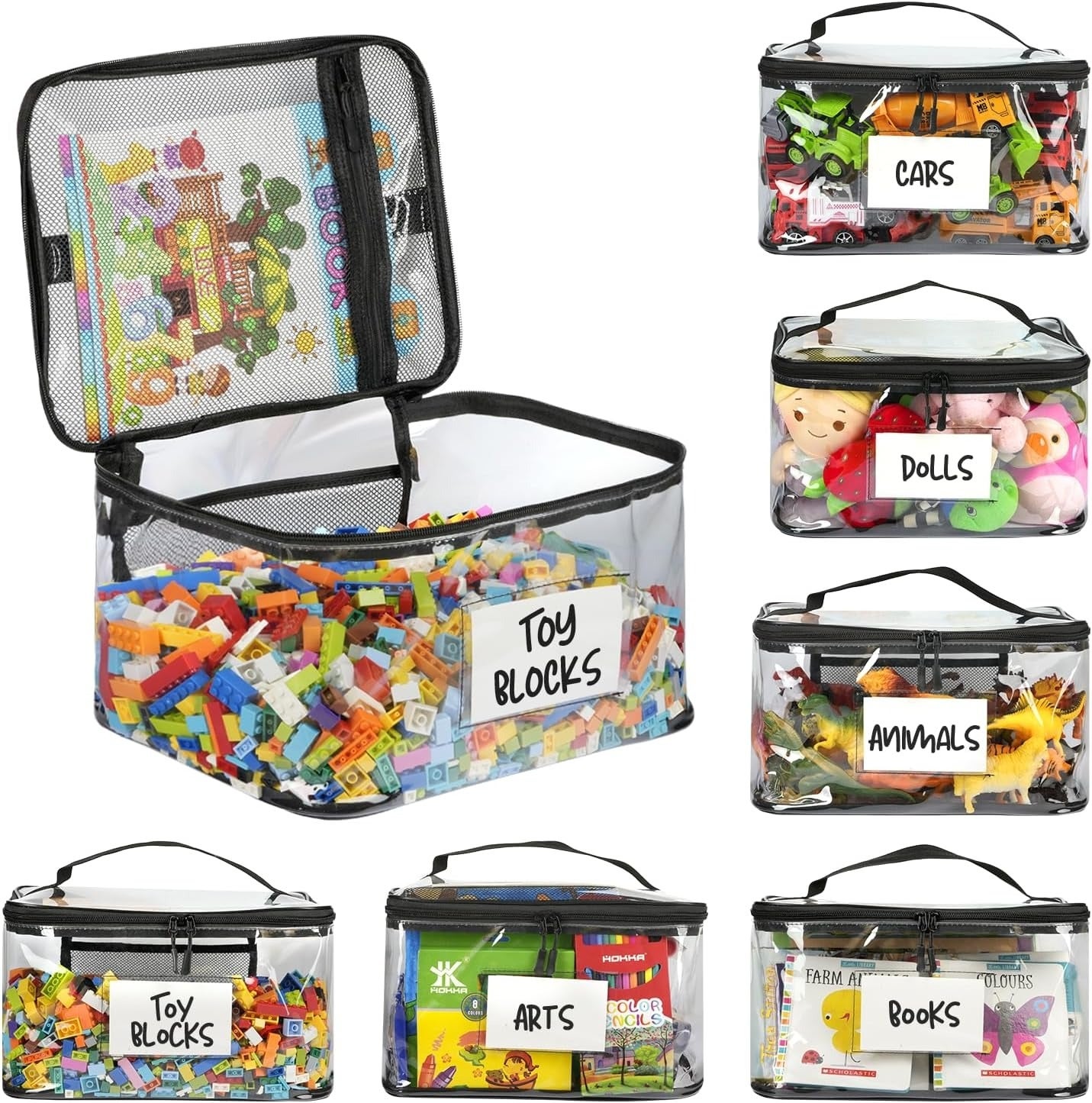 Lot de 1 sacs de rangement transparents pour jouets avec étiquettes et ...