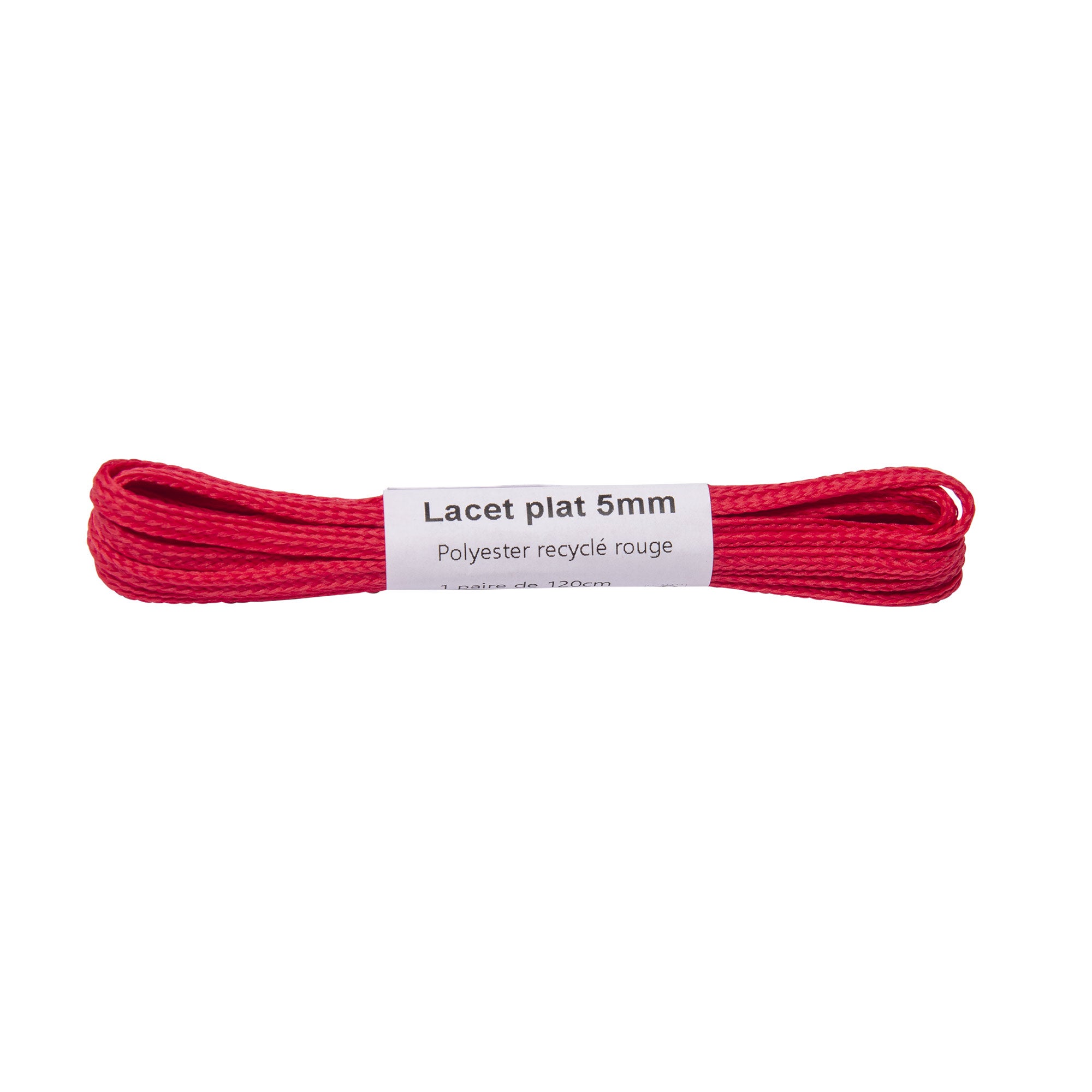 Lacet plat 5mm en polyester recyclé rouge 120 cm | Leroy Merlin