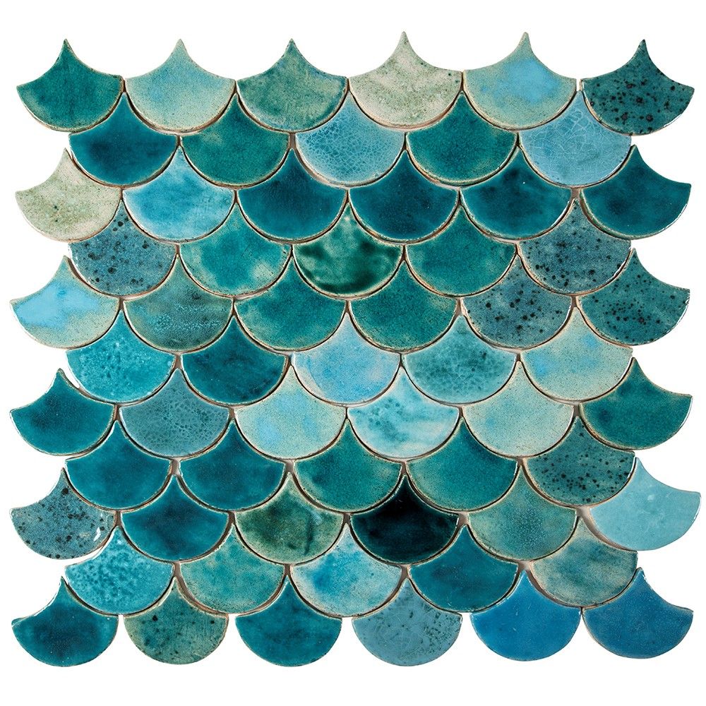 Azulejos de escamas de pez de mar, azul, turquesa 'Mediterranean Breeze ...
