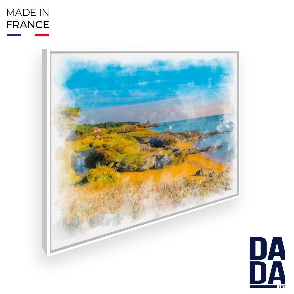 Tableau Côte de Pornic / 45x60cm / Cadre Blanc / Fabriqué en France ...