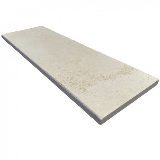 Marche Escalier en pierre Royal Beige Sablée Brossée - Bord Rond - 33 x ...