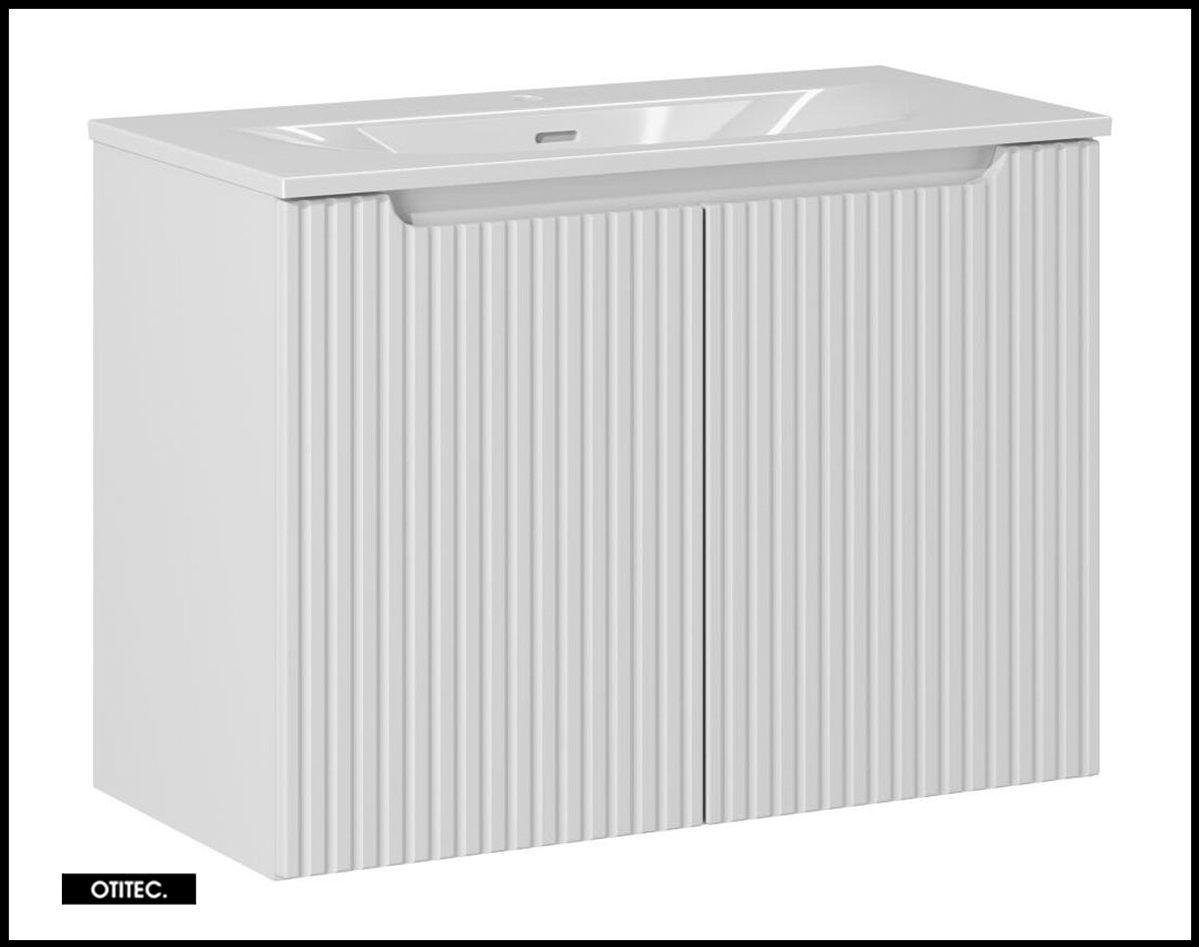 Mueble bajo lavabo de 80 cm - Con lavabo empotrable - Blanco - 2 puertas - VOLTA WHITE | Leroy ...