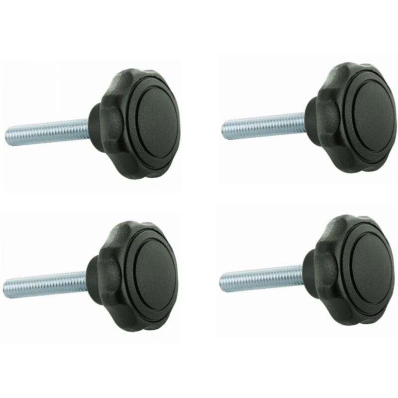4x vis bouton M6 x 40 molette moleté manœuvre tête plastique tige acier | Leroy Merlin