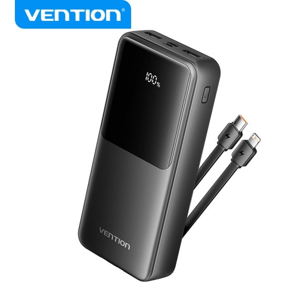Powerbank 20000mAh Vention FHPB0/ 22.5W/ Negra/ Incluye Cable USB TIpo-C y Lightning | Leroy Merlin