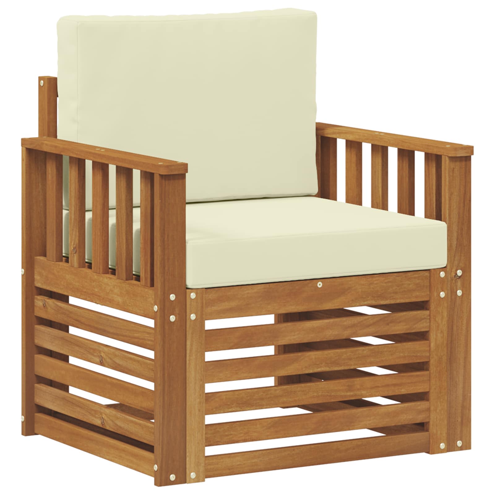 Sofá de exterior Madera de Acacia Sólida y Poliéster Natural | Leroy Merlin