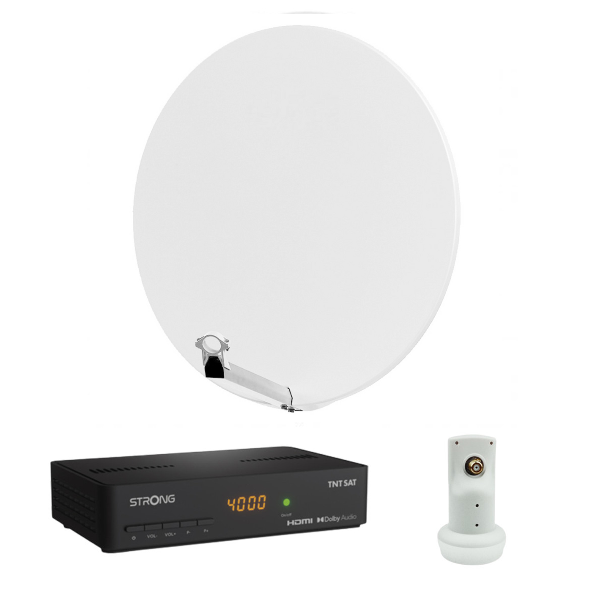 Pack HDSAT Parabole Satellite Fibre Composite Blanche 85cm + LNB Single + Décodeur Satellite ...