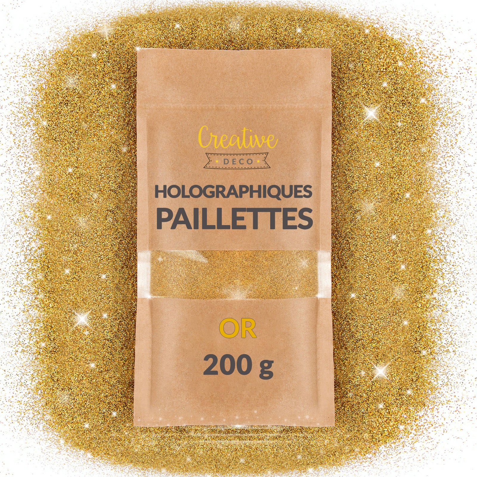 Creative Deco 200g Paillette Holographique Doré Or pour Peinture ...