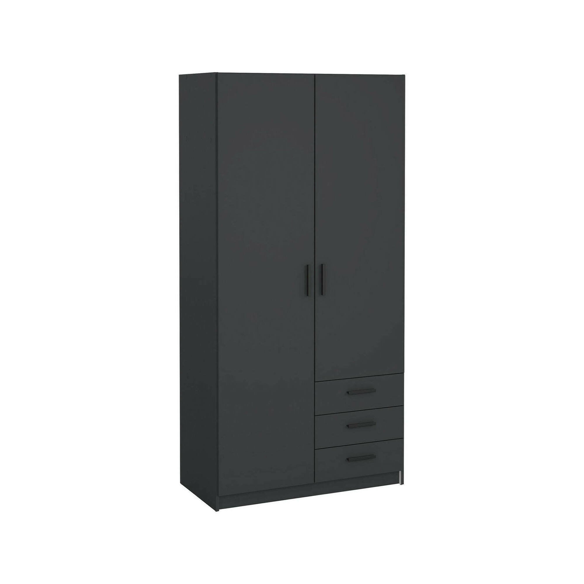 Armoire 2 Portes, Porte-manteaux 4 Étagères, 49.8x200.4h cm Gris ...