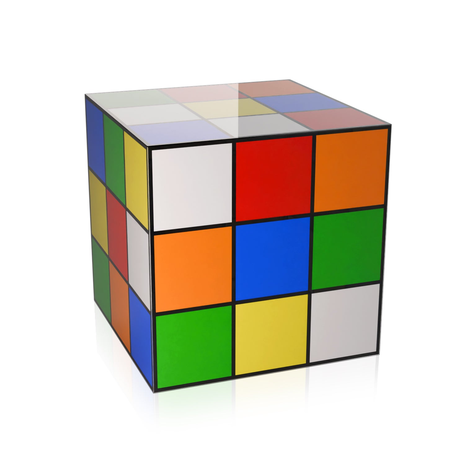 ADM - 'Cube Gioco' - Table basse en méthacrylate brillant rétrosimprimé - Multicolore - H50 cm ...