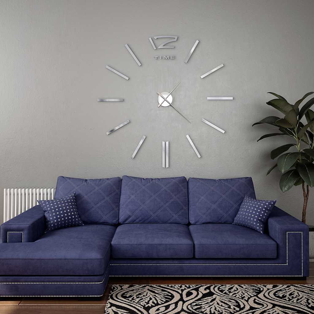 Reloj de pared 3D de diseño moderno 100 cm XXL plateado | Leroy Merlin