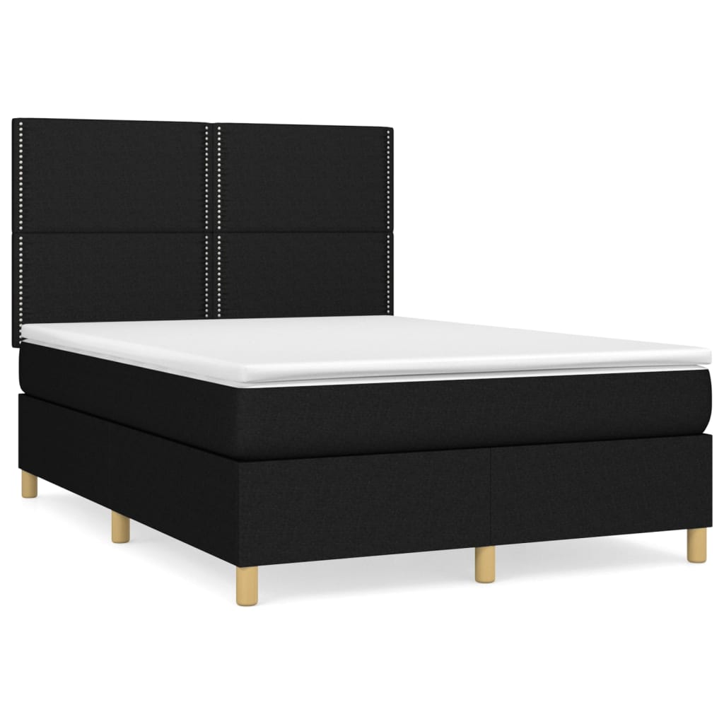 Lit Double | Lit Adulte | Lit à sommier tapissier avec matelas Noir ...