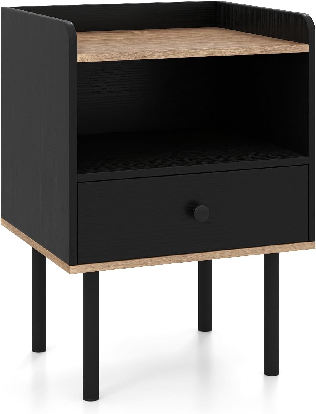 Lot de 1 tables de chevet avec compartiment ouvert et tiroir, style ...