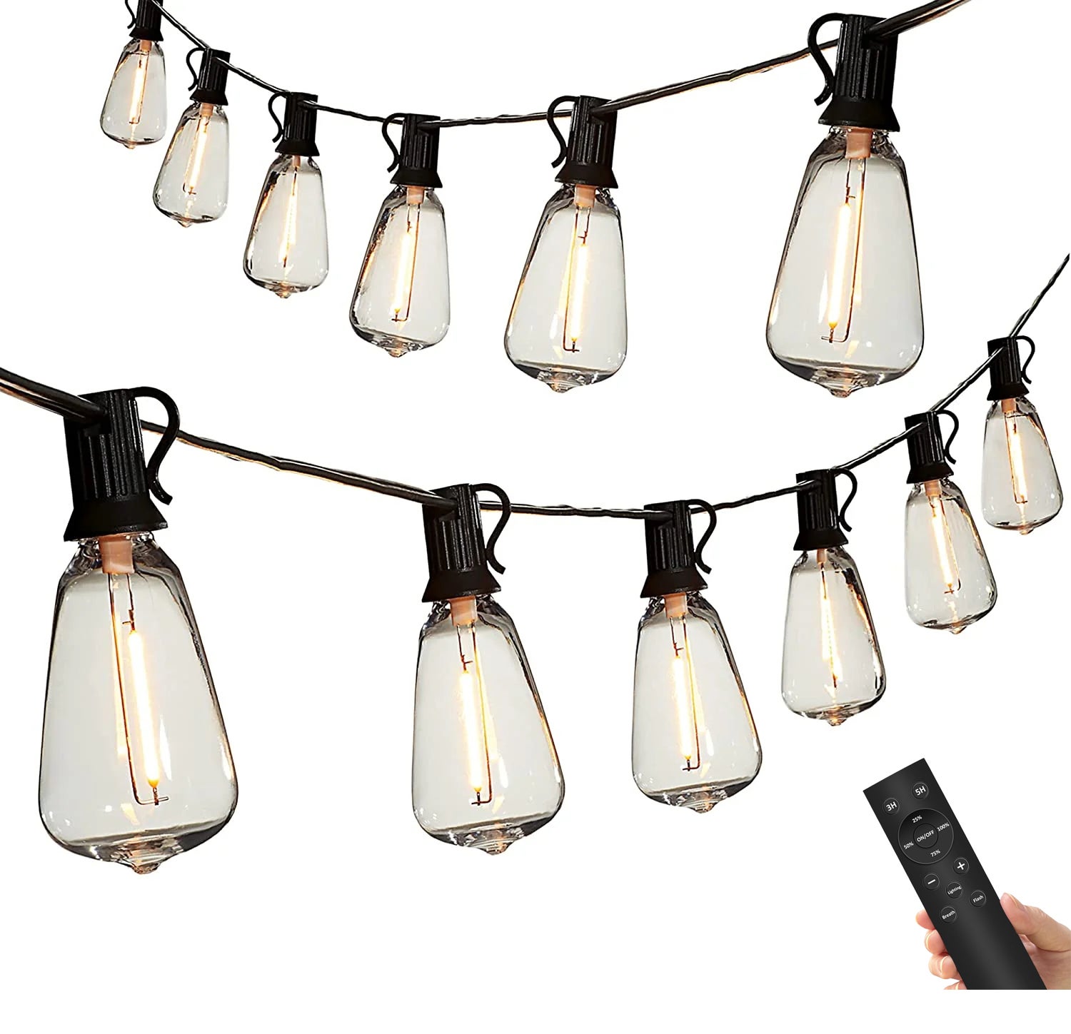 Cadenas de luz LED, luces de patio a prueba de agua, cuerda de 100 pies ...