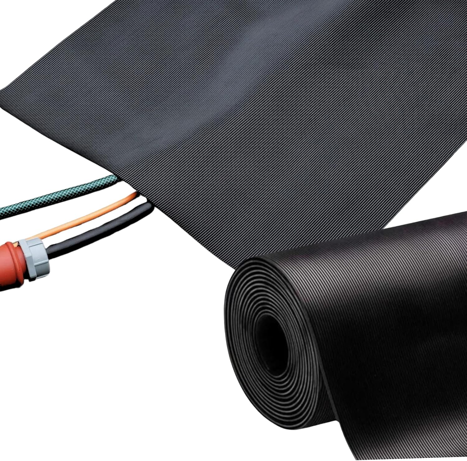 Tapis de protection pour câbles en caoutchouc Finement nervuré ...