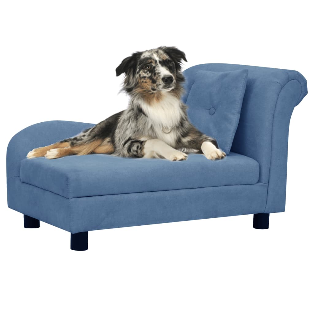 Maison Exclusive - Sofá para perros con almohada azul felpa 83x44x44 cm ...