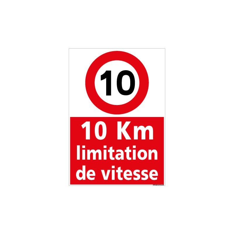 PANNEAU LIMITATION DE VITESSE A 10KM/H (D1125) 75 x 105 mm Matière ...