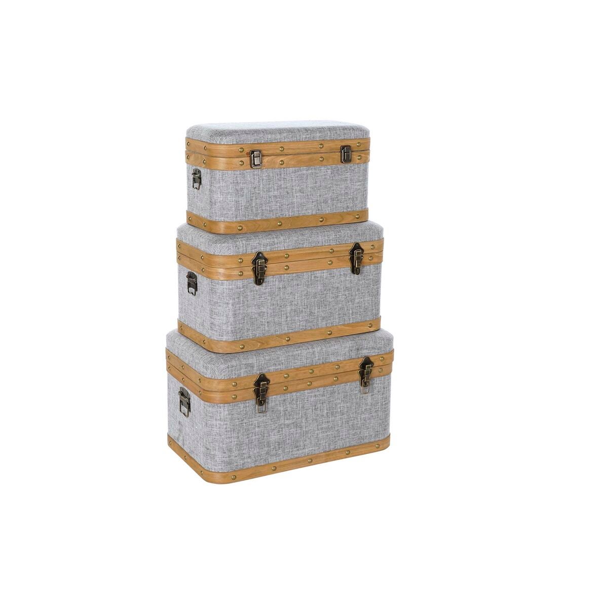 Juego de Baúles DKD Home Decor 60 x 36 x 34 cm Natural Gris Madera ...