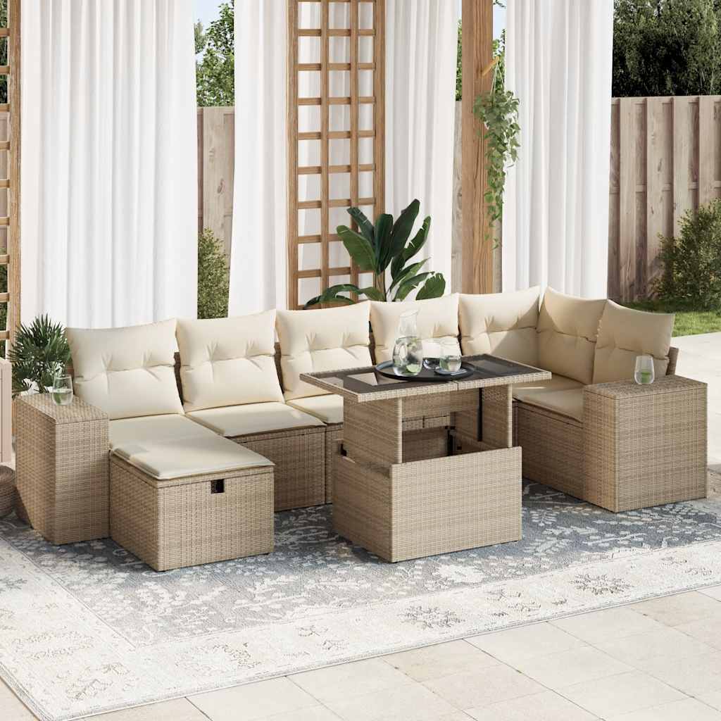 Set Divano da Giardino 5 pz con Cuscini Beige in Polyrattan Unico ...
